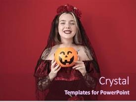 Young Blonde Woman Wearing Katrina PPT template 1 | CrystalGraphics