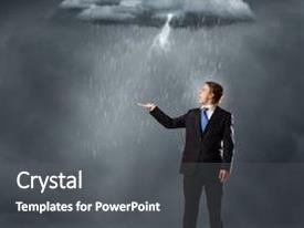 Young Businessman Catching Raindrops PPT template 79 | CrystalGraphics