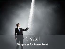 Young Businessman Catching Raindrops PPT template 66 | CrystalGraphics