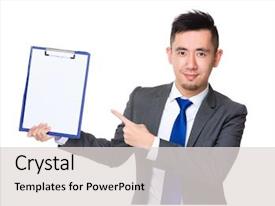 Young Businessman Finger Point PPT template 80 | CrystalGraphics
