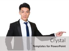 Young Businessman With Finger Point PPT template 12 | CrystalGraphics