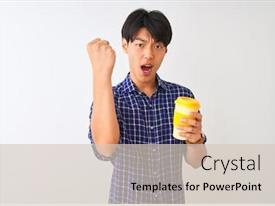 Young Chinese Man Drinking Take PPT template 68 | CrystalGraphics