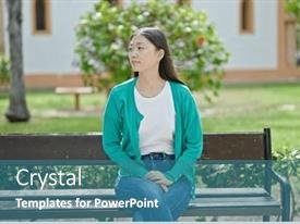 Young Chinese Woman Sitting PPT template 79 | CrystalGraphics