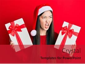 Young Chinese Woman Wearing Christmas PPT template 1 | CrystalGraphics