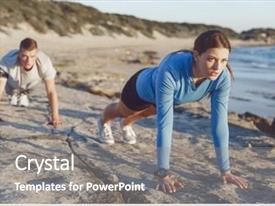 Young Couple Doing Push Ups PPT template 45 | CrystalGraphics