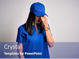 Young Delivery Woman With Blue PPT template 98 | CrystalGraphics