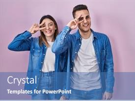 Young Hispanic Couple Standing Over PPT template 33 | CrystalGraphics