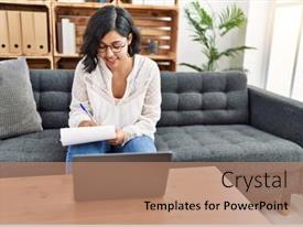 Young Latin Woman Having Psychology PPT template 41 | CrystalGraphics