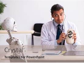 Young Male Doctor And Skeleton PPT template 47 | CrystalGraphics