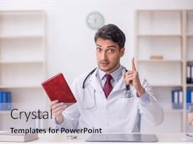 Young Male Doctor Reading Book PPT template 65 | CrystalGraphics