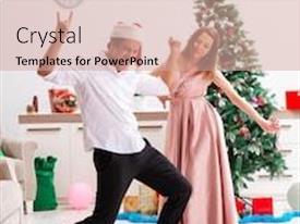 Young Pair Celebrating Christmas PPT template 64 | CrystalGraphics