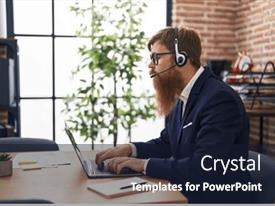 Young Redhead Man Call Center PPT template 31 | CrystalGraphics