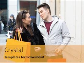 Young Smiling Couple Shopping PPT template 35 | CrystalGraphics