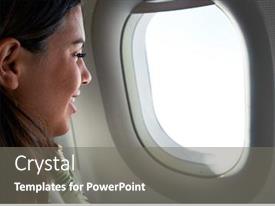 Young Traveller Woman Sitting Inside PPT template 82 | CrystalGraphics