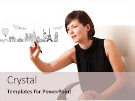 Young Woman Drawing Famous Cities PPT template 28 | CrystalGraphics