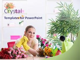 Young Woman Watering Plants PPT template 28 | CrystalGraphics