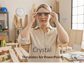 Young Woman Wearing Safety Glasses PPT template 59 | CrystalGraphics