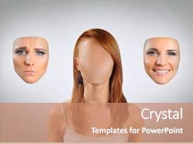 Happy Sad Face Young Woman PPT template 61 | CrystalGraphics