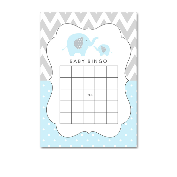 Elephant Baby Shower Bingo Printables