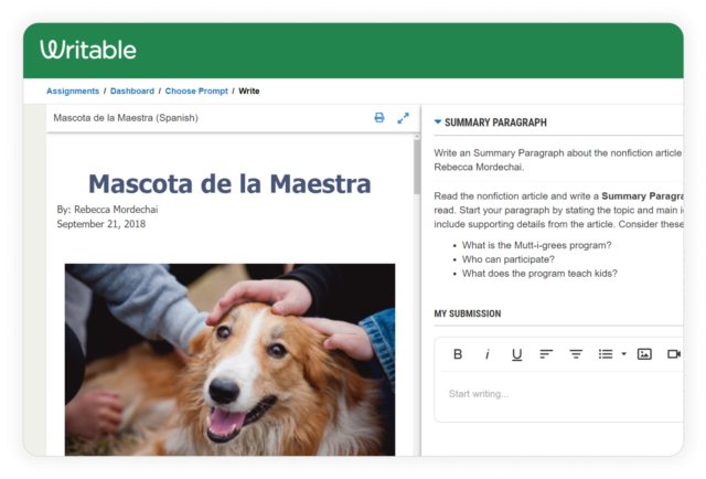 Writable | 3-12 Writing Practice & Assessment | Houghton Mifflin Harcourt