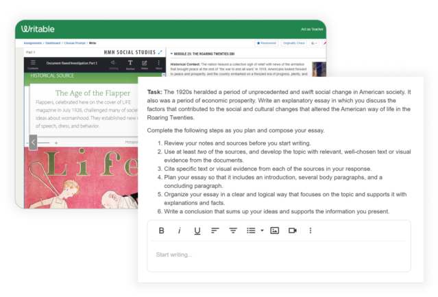 Writable | 3-12 Writing Practice & Assessment | Houghton Mifflin Harcourt