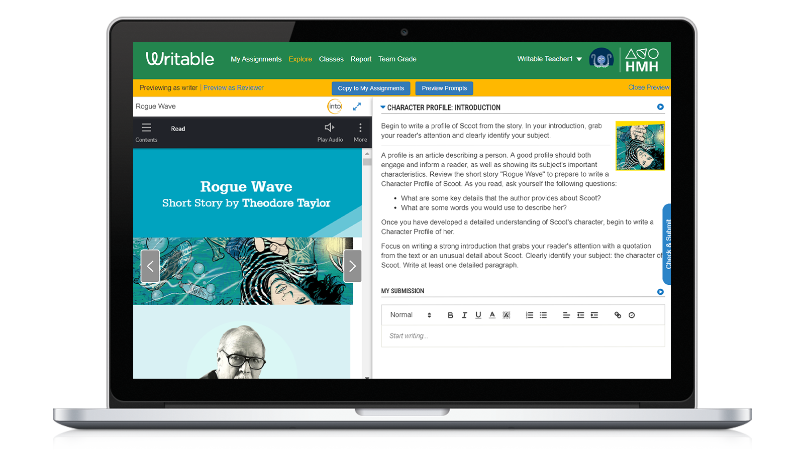 Writable | 3-12 Writing Practice & Assessment | Houghton Mifflin Harcourt