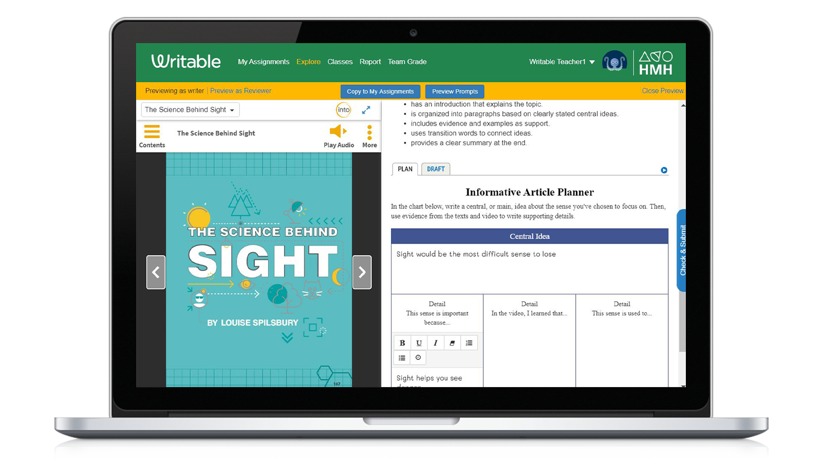 Writable | 3-12 Writing Practice & Assessment | Houghton Mifflin Harcourt
