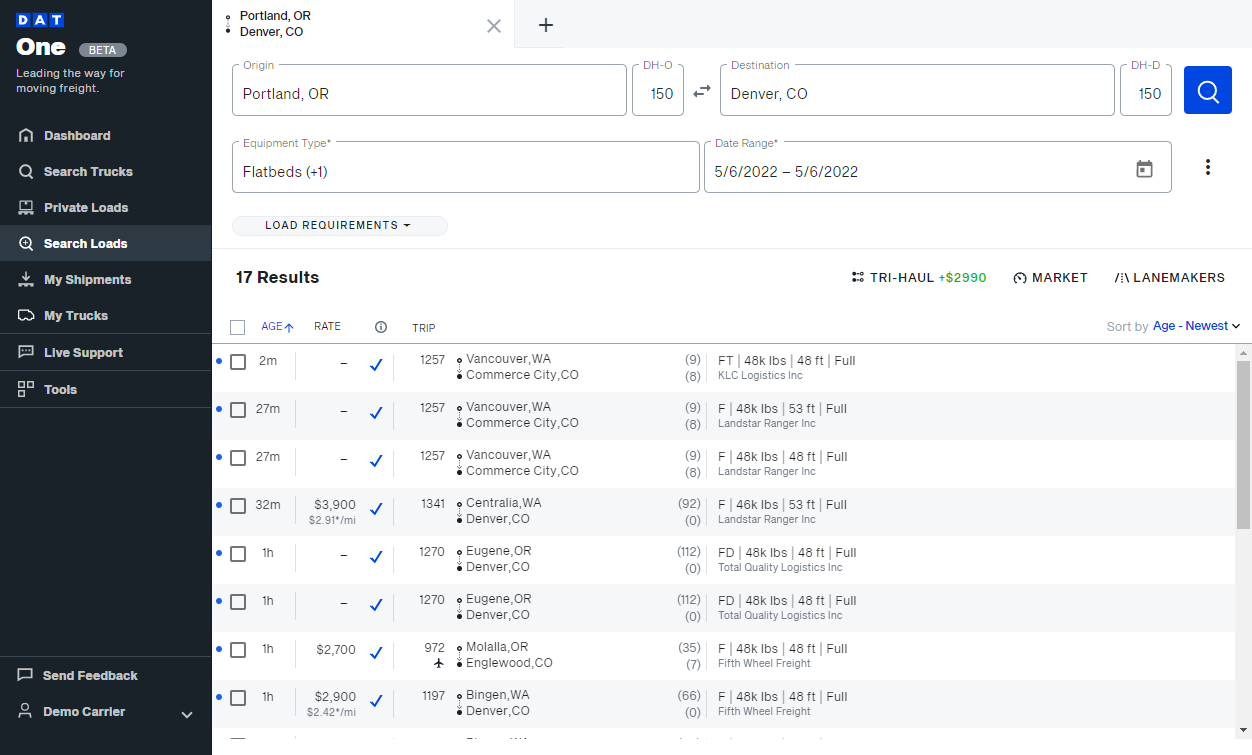 How to search for loads | Welcome to DAT One Help Center