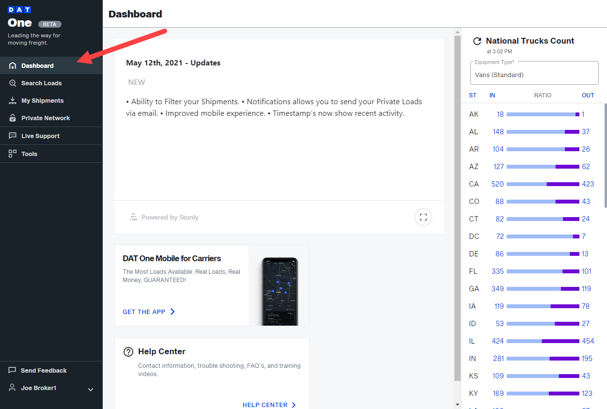 Broker Dashboard | Welcome to DAT One Help Center