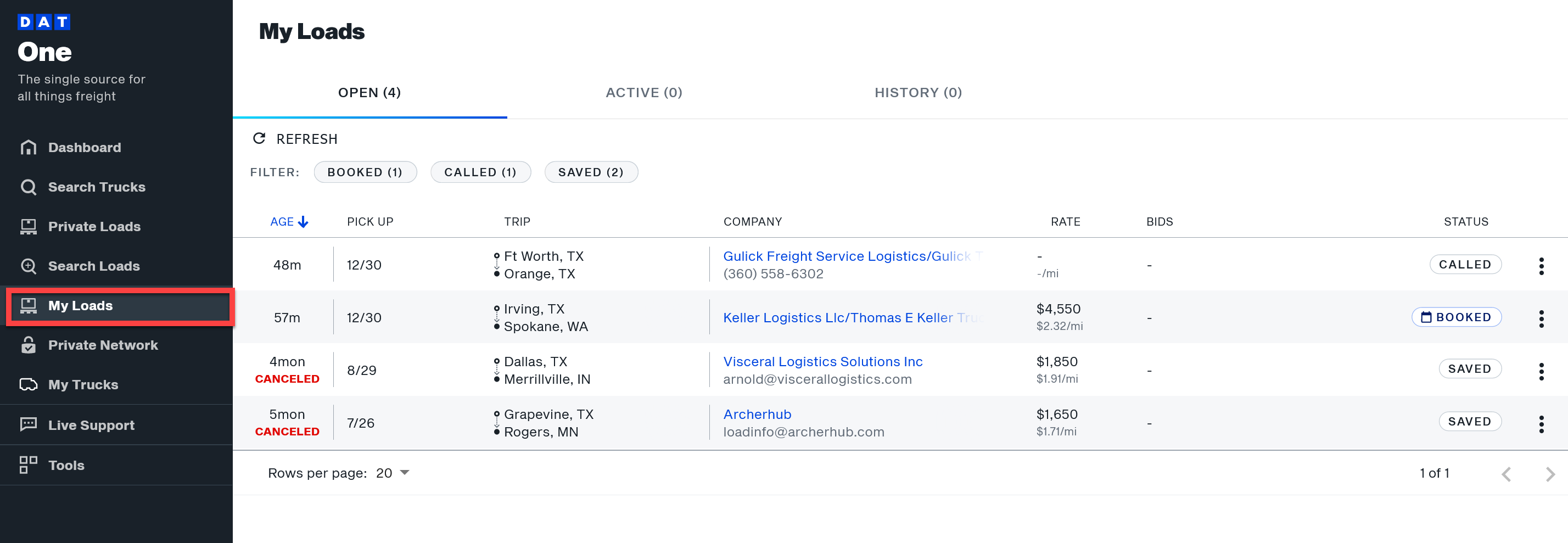 Save a load | Welcome to DAT One Help Center