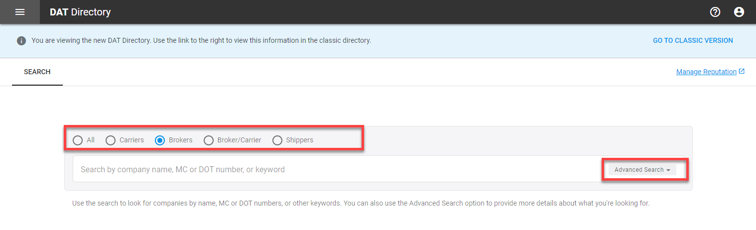 Research new business partners on DAT Directory | Welcome to DAT One ...