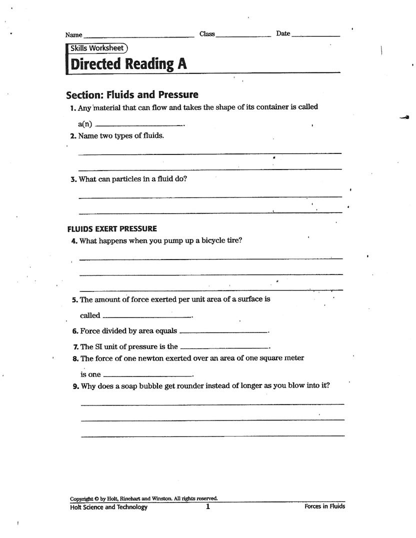 Fluids & Pressure Worksheet - Craig Fisher | Library | Formative