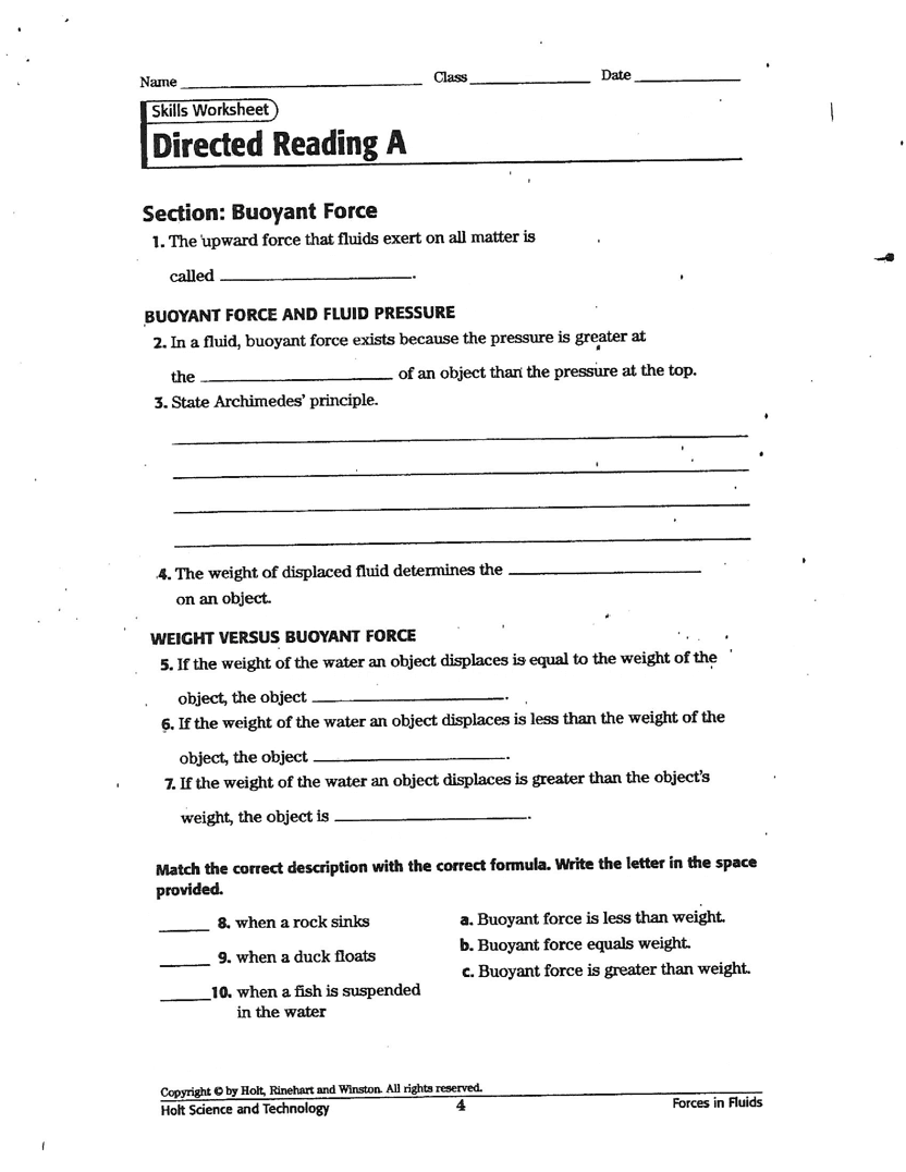 Buoyant Force Worksheet - Craig Fisher | Library | Formative