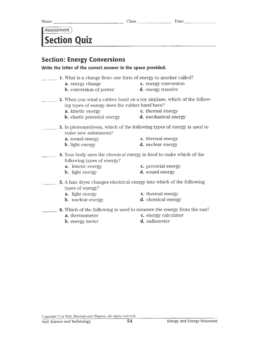 Energy Conversions Quiz - Craig Fisher | Library | Formative