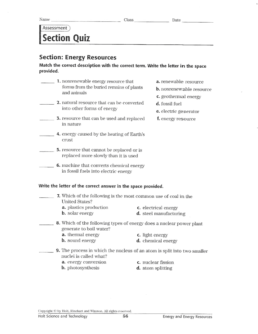 Energy Resources Quiz - Craig Fisher | Library | Formative