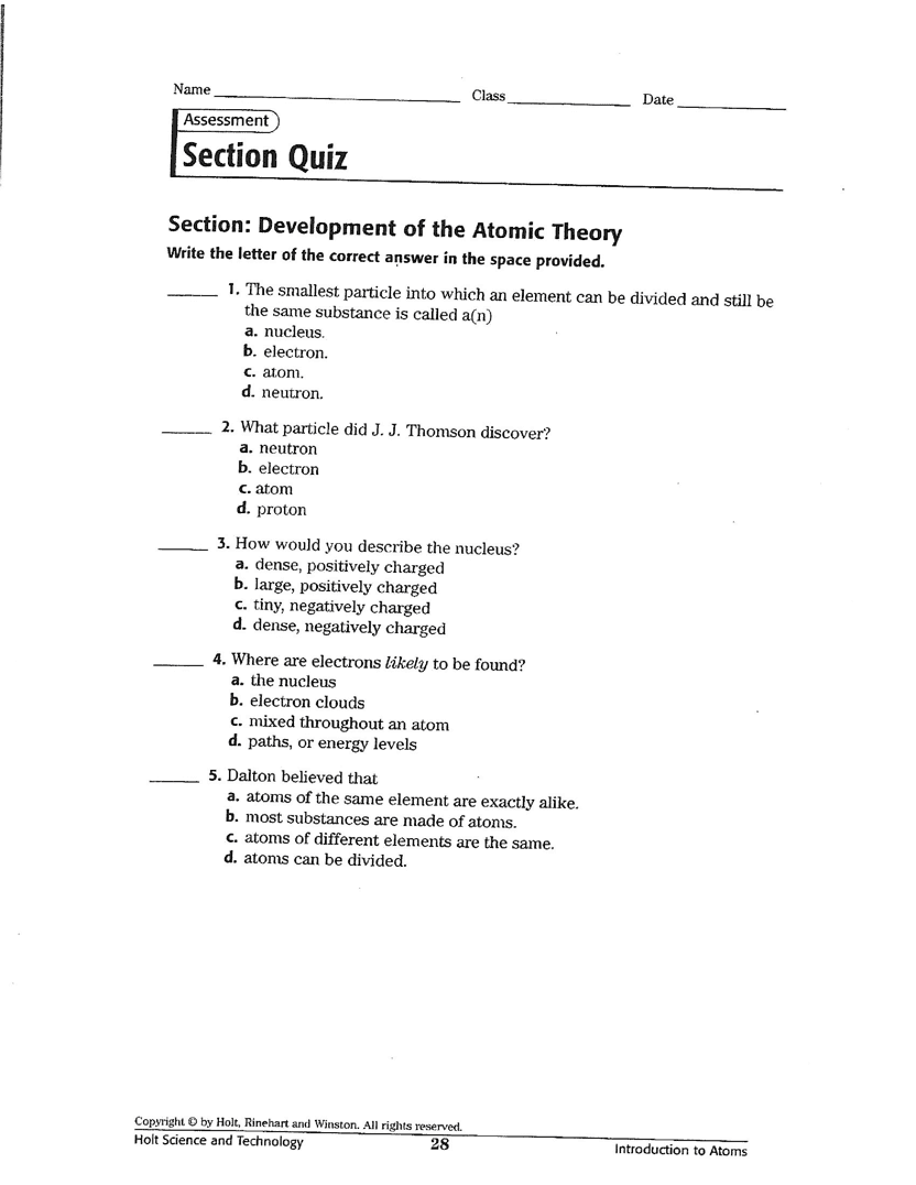 Development of the Atomic Theory Quiz - Craig Fisher | Library | Formative