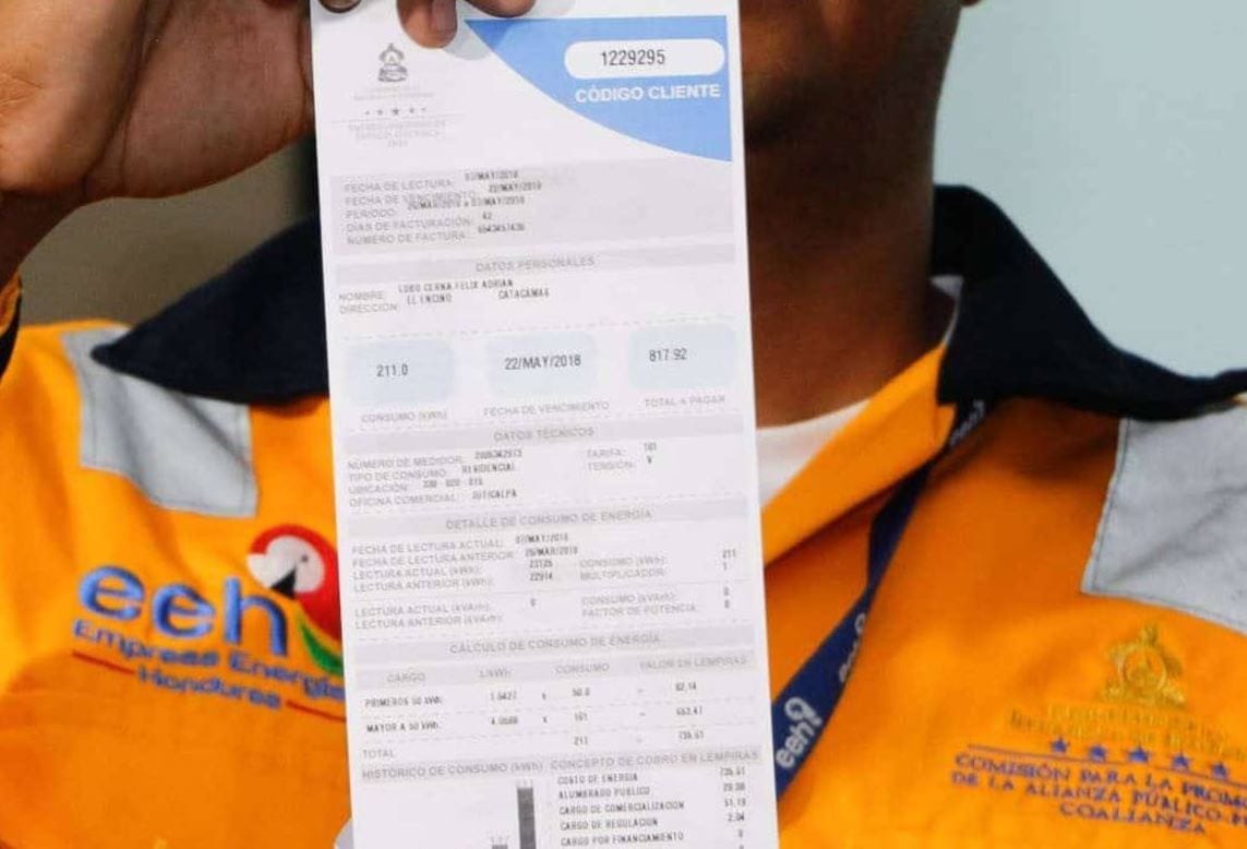 Hondureños ya no pagarán 15% de ISV en factura eléctrica residencial