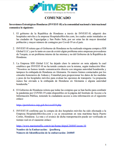 La respuesta de Invest-H ante la polémica en las compras de hospitales ...