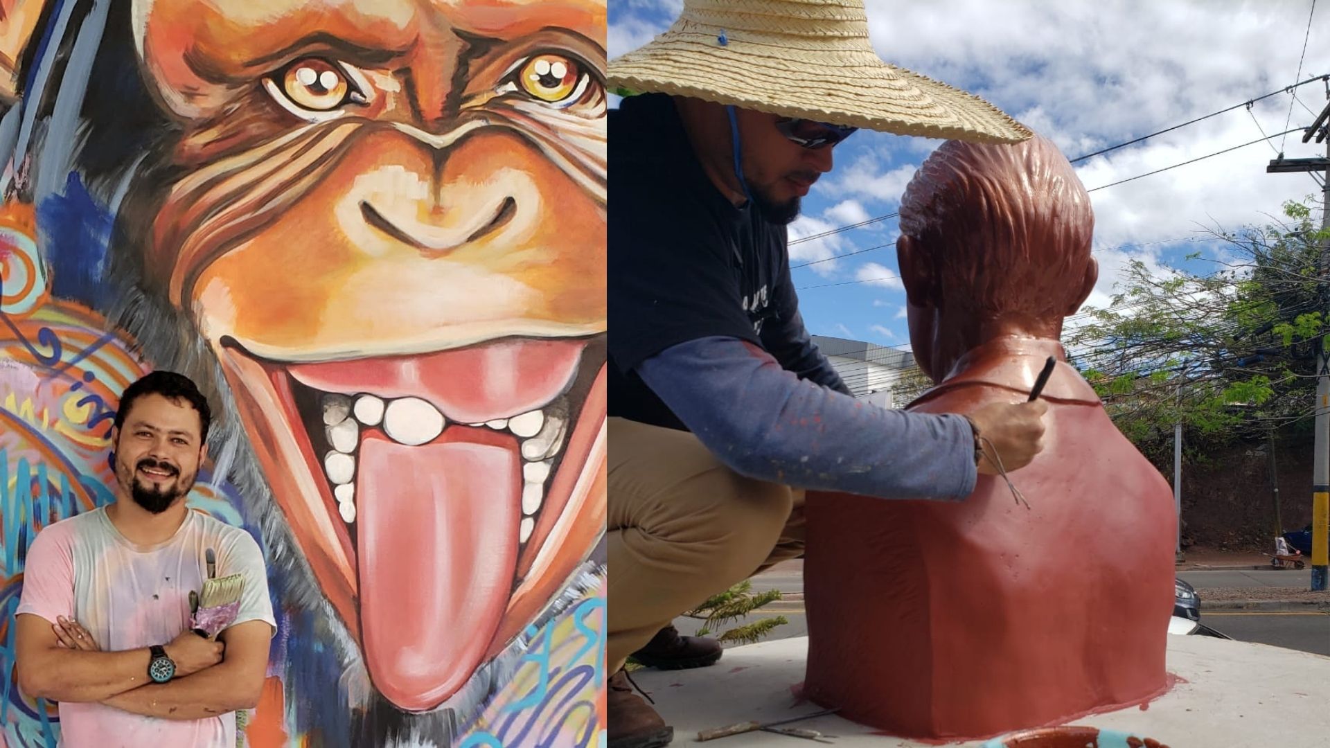 Galileo Medrano, pintor muralista que desea levantar el arte en Honduras