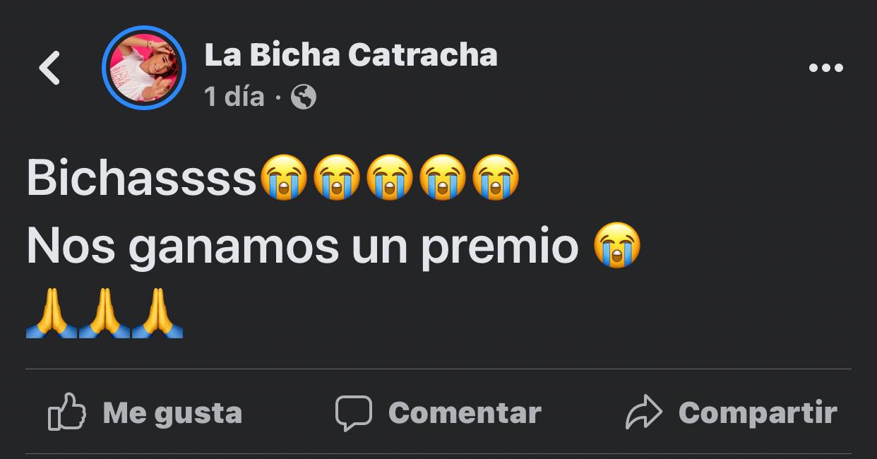 'Estoy orgulloso de mí': La bicha catracha llora recordando el momento en que recibió premio en ...