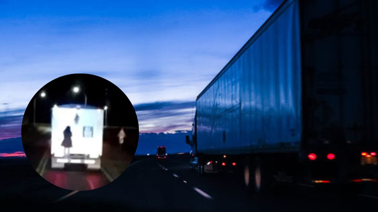 ¡Aterrador! Graban 'fantasma' colgado de un camión en oscura carretera ...