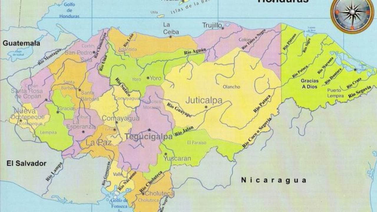 Mapa Hidrográfico de Honduras, ¿Cuáles son los ríos, lagos y lagunas ...