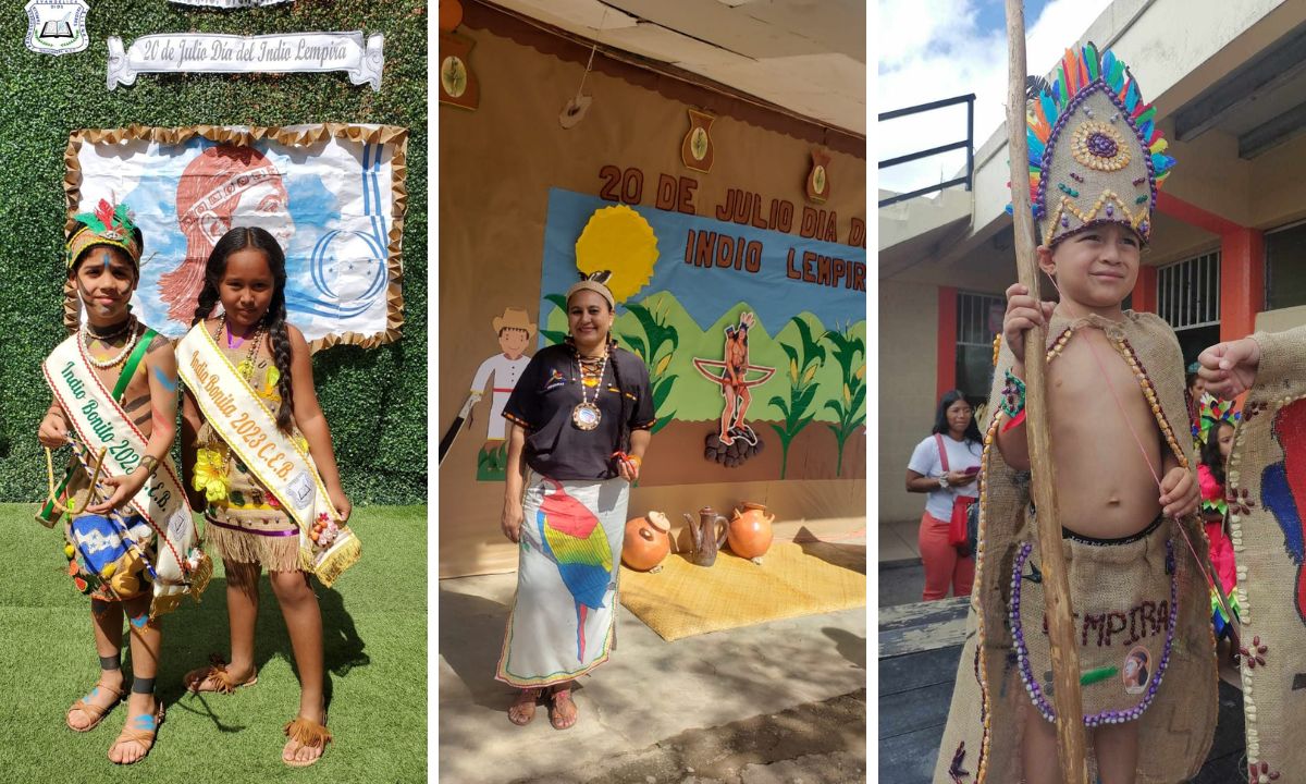 Hondureños cautivan con sus trajes típicos en el Día del Indio