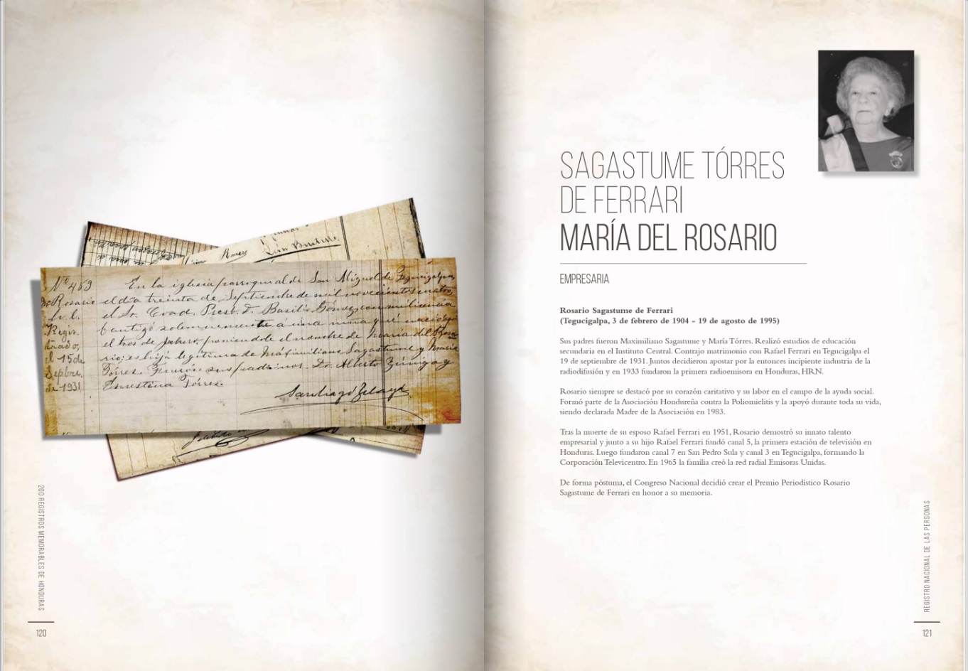 Rosario Sagastume y Rafael Ferrari, incluidos en los '200 Registros ...