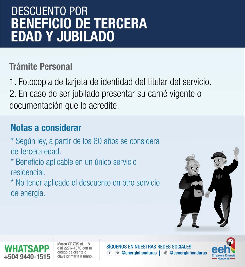 ¿Cómo solicitar el descuento de la tercera edad en el recibo de la energía?