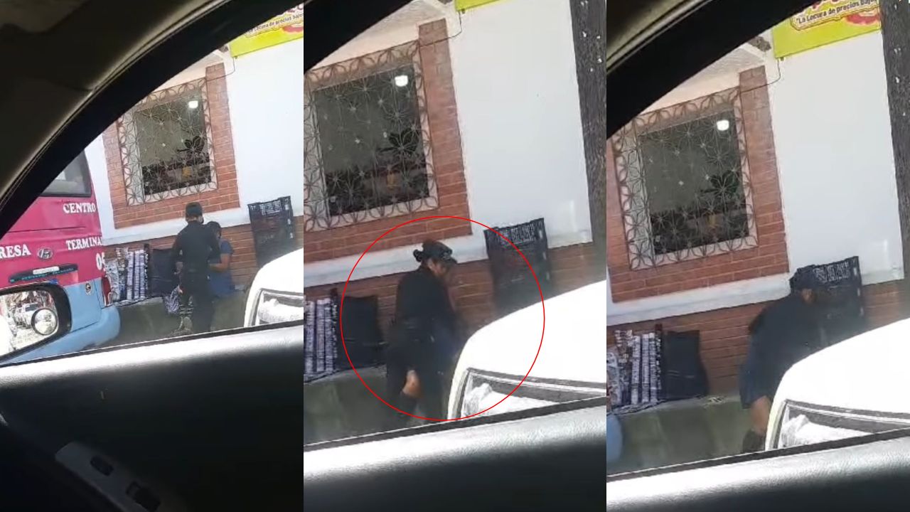 VIDEO: Captan a policías agrediendo a vendedora en Santa Rosa de Copán