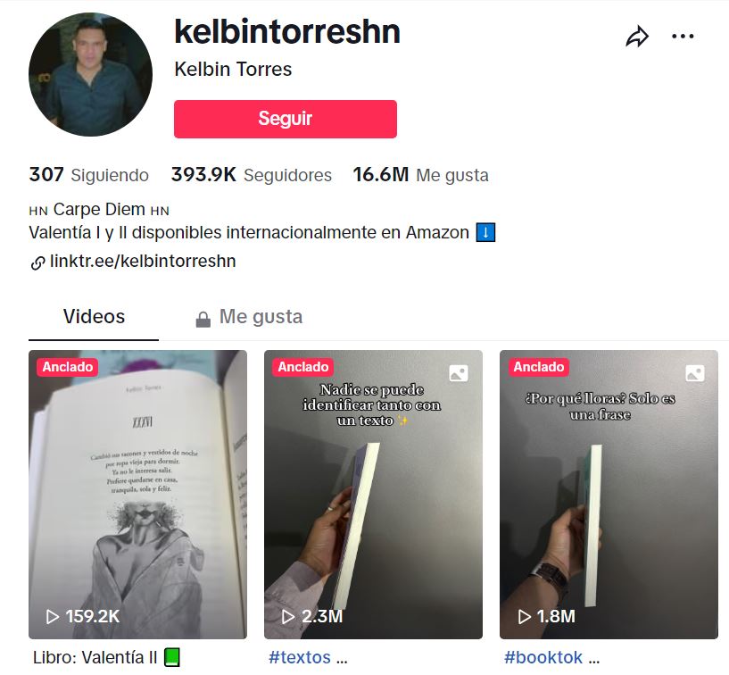 Kelbin Torres, el escritor hondureño y autor de los libros virales 'Valentía'