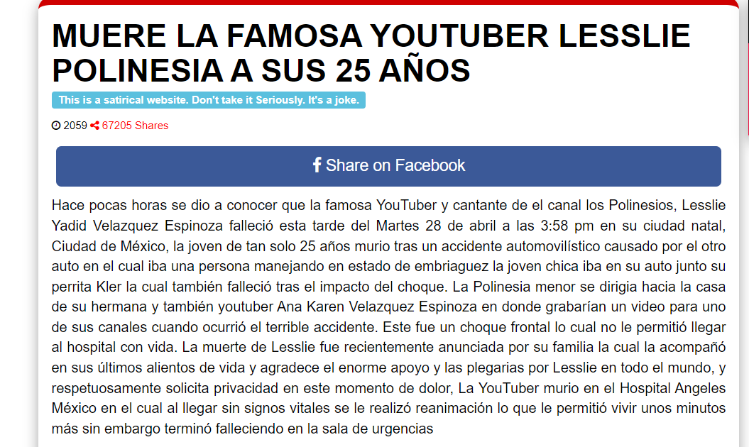 ¿Lesslie Polinesia murió? La verdad sobre los rumores de la supuesta ...
