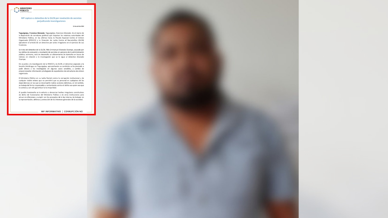 Capturan a detective de la DNLC acusado de pedir dinero a cambio revelar 'casos sensibles'