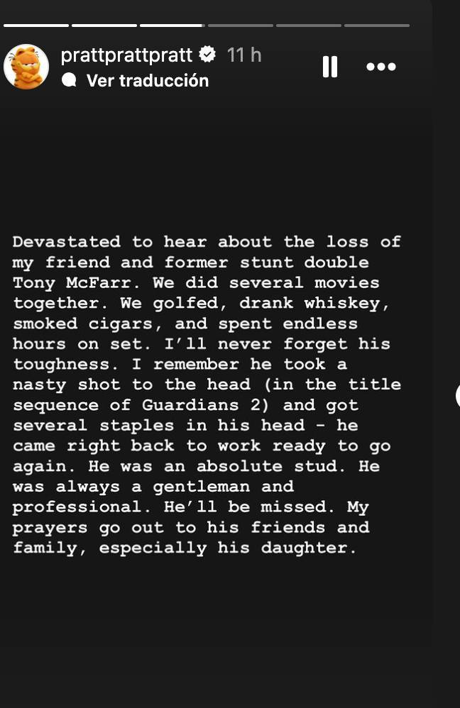 Muere Tony McFarr, el doble de Chris Pratt en 'Guardianes de la Galaxia'